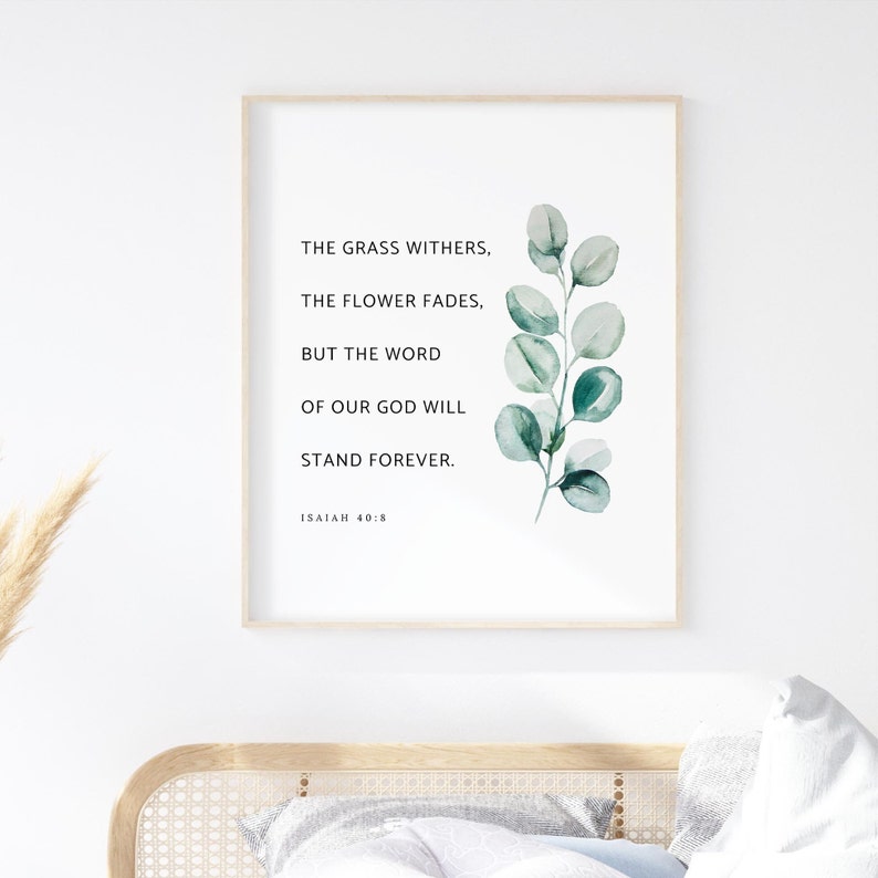 Isaiah 40:8 the Grass Withers Bible Verse Wall Art Botanical - Etsy