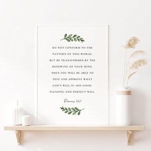 Romans 12:2 Wall Art, Bible Verse Wall Art Print, Botanical Scripture ...