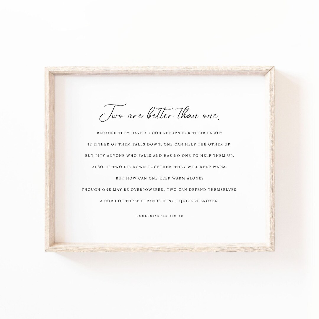 Two Are Better Than One Ecclesiastes 4:9-12 Christian Wedding Bible ...