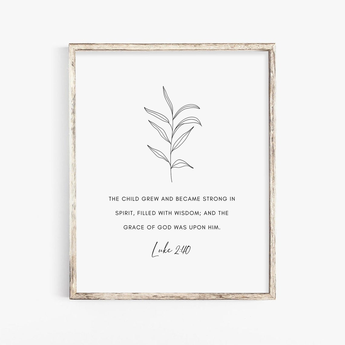 Luke 2:40 Wall Art, Nursery Wall Art Botanical Scripture Printable ...