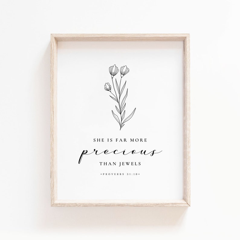 Proverbs 31:10 Wall Art She is Far More Precious Than Jewels | Etsy