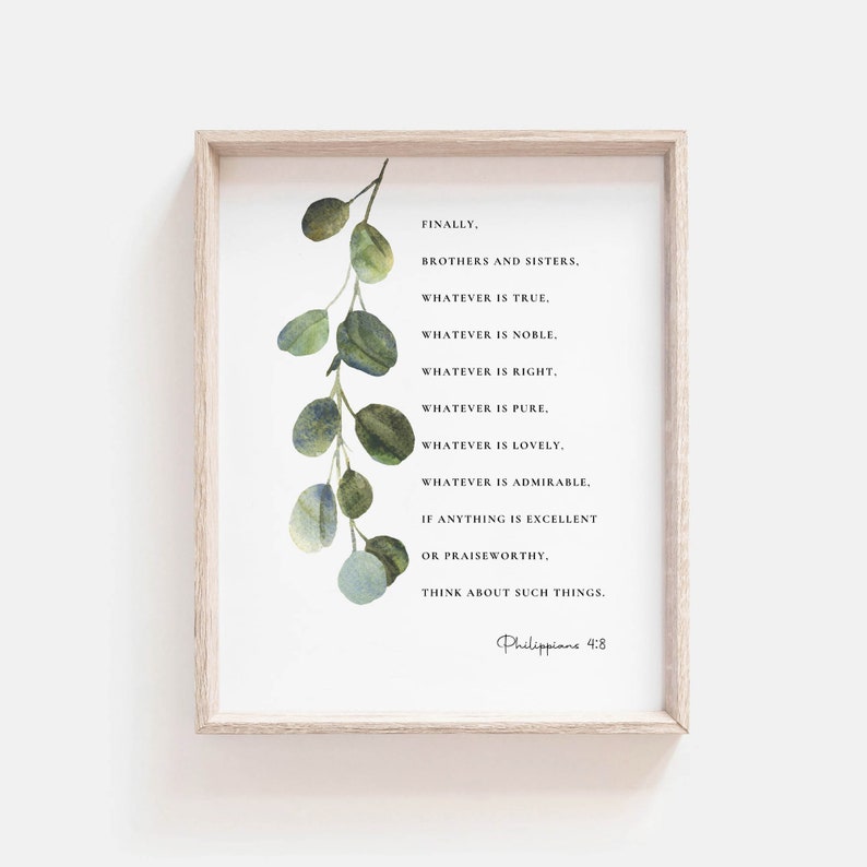 Philippians 4:8 Wall Art Bible Verse Print Botanical - Etsy