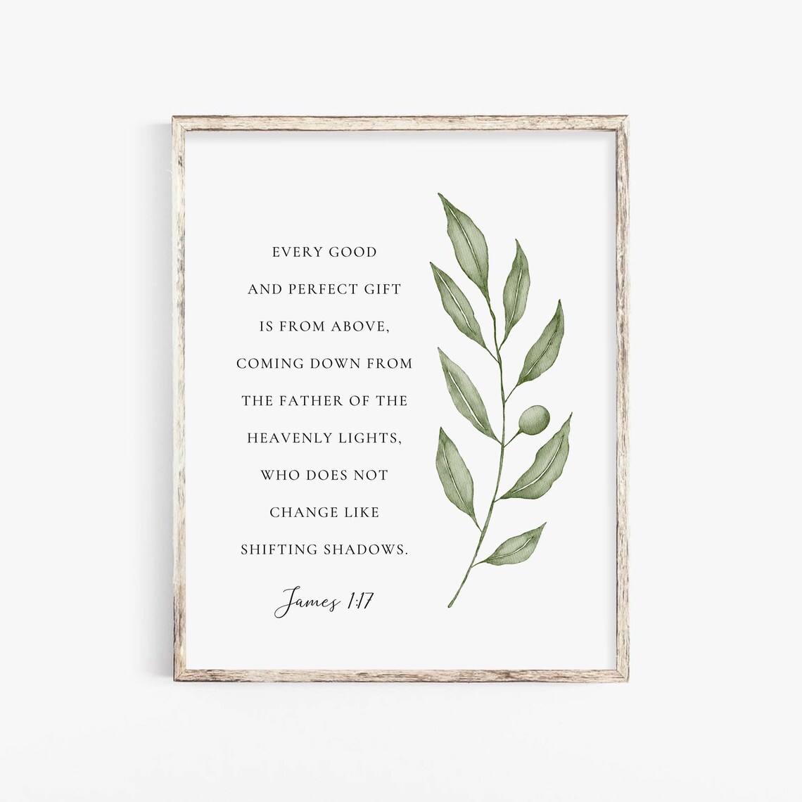 James 1:17 Bible Verse Print Botanical Scripture Nursery Wall Art ...