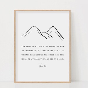 Psalm 18:2 the Lord is My Rock Bible Verse Wall Art Mountain Scripture ...