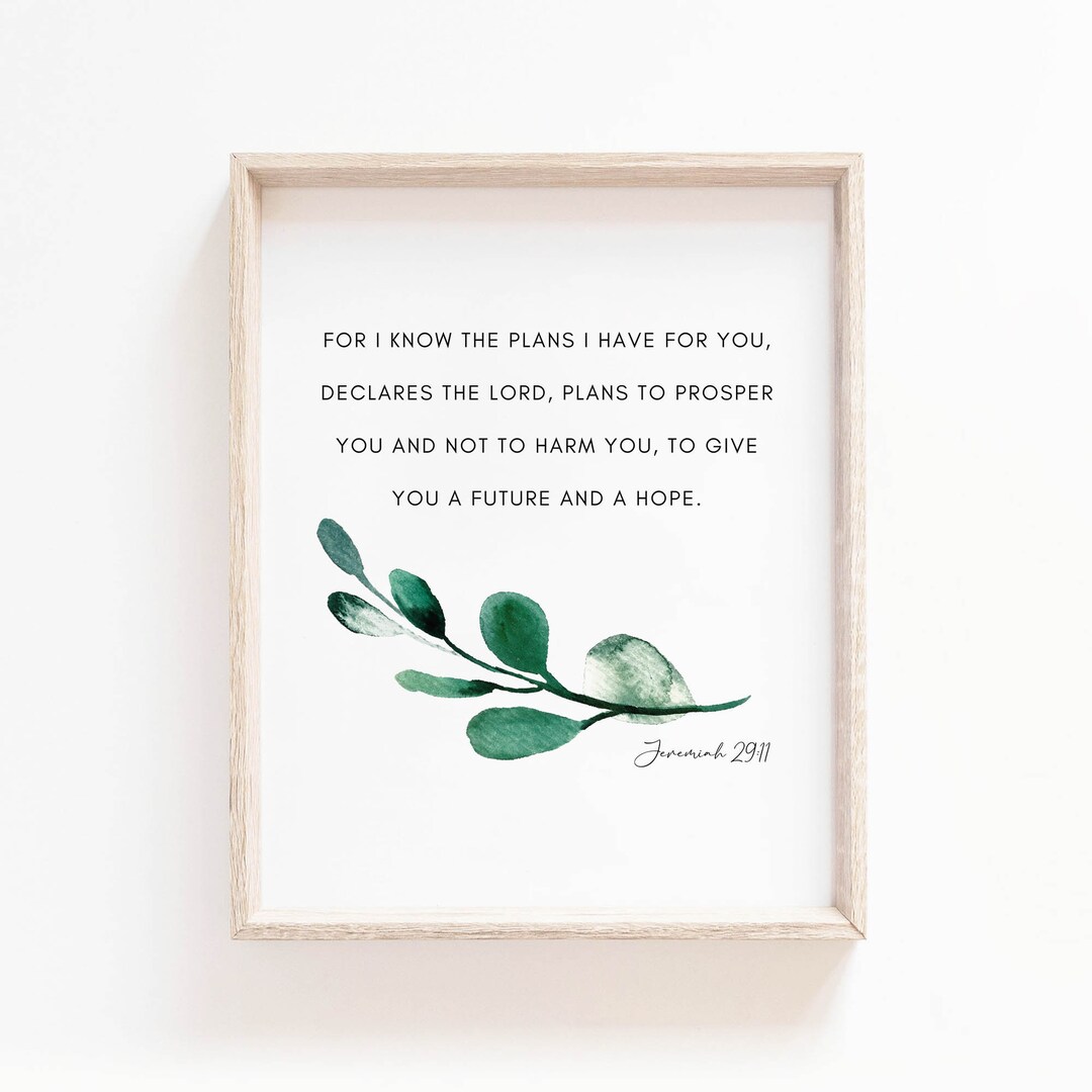 Jeremiah 29:11 Bible Verse Wall Art Print, Botanical Scripture Print ...