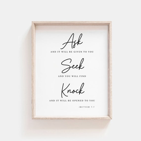 Matthew 7:7 Wall Art Bible Verse Wall Art Scripture Print - Etsy