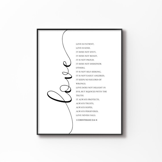 1 Corinthians 13:4-8 Love is Patient Love is Kind Love | Etsy