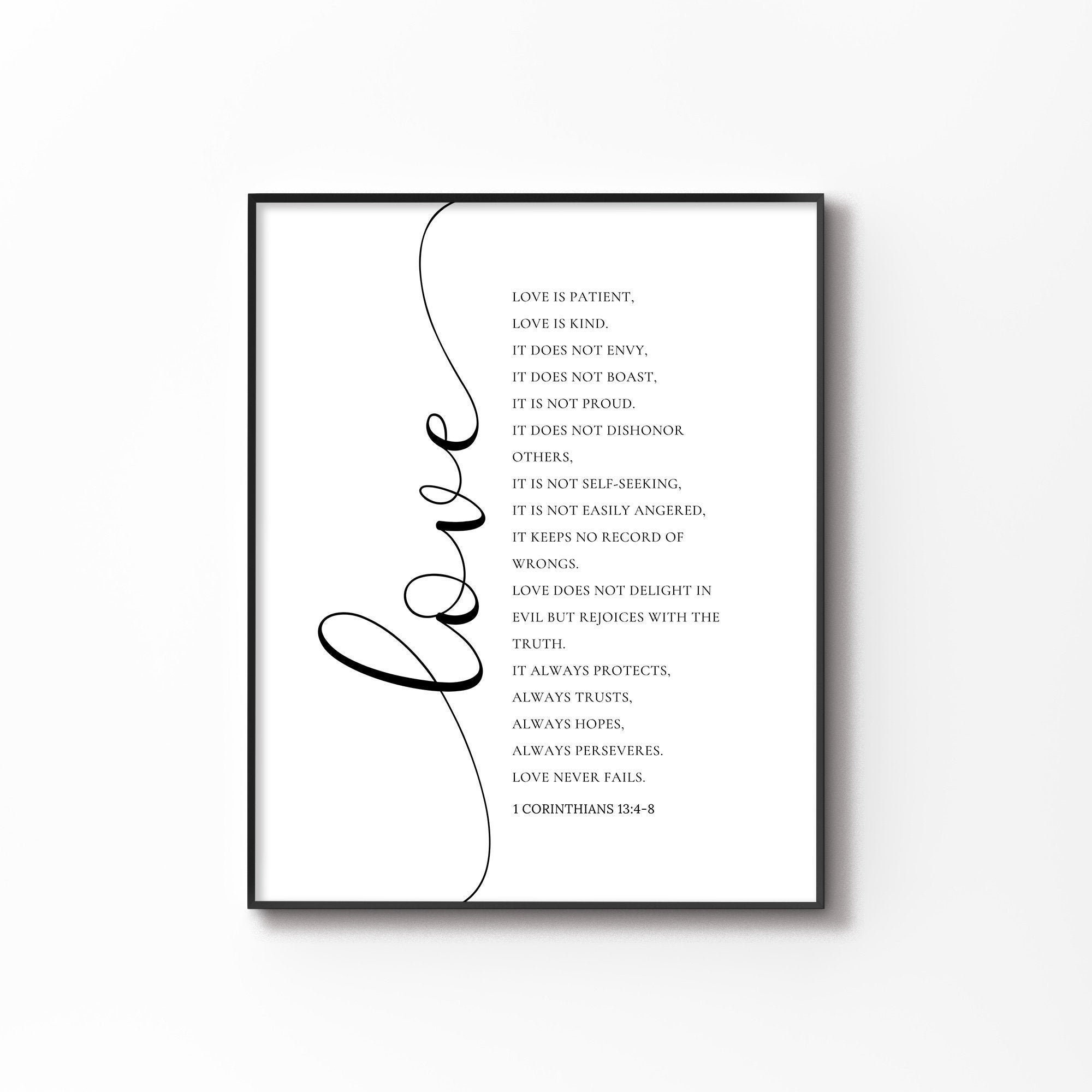 1 Corinthians 13:4-8 Love is Patient Love is Kind Love | Etsy