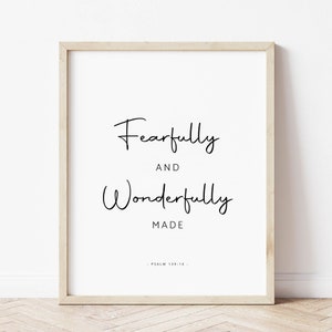 Fearfully and Wonderfully Made Wall Art Psalm 139:14 Minimal Nursery ...