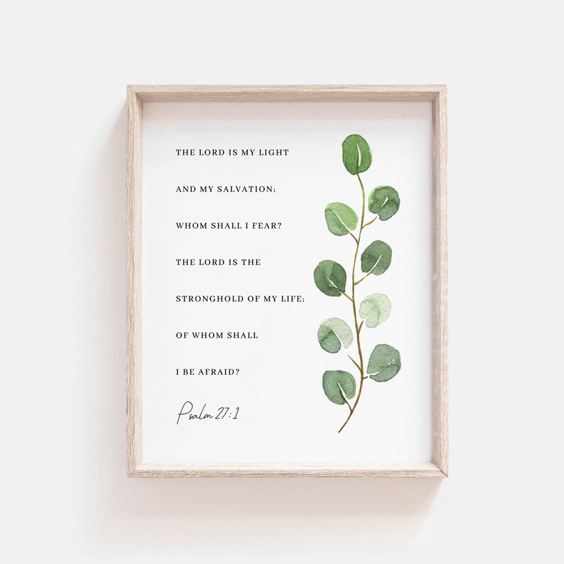 Psalm 27:1 Wall Art Print, Botanical Scripture Print for Christian Home ...