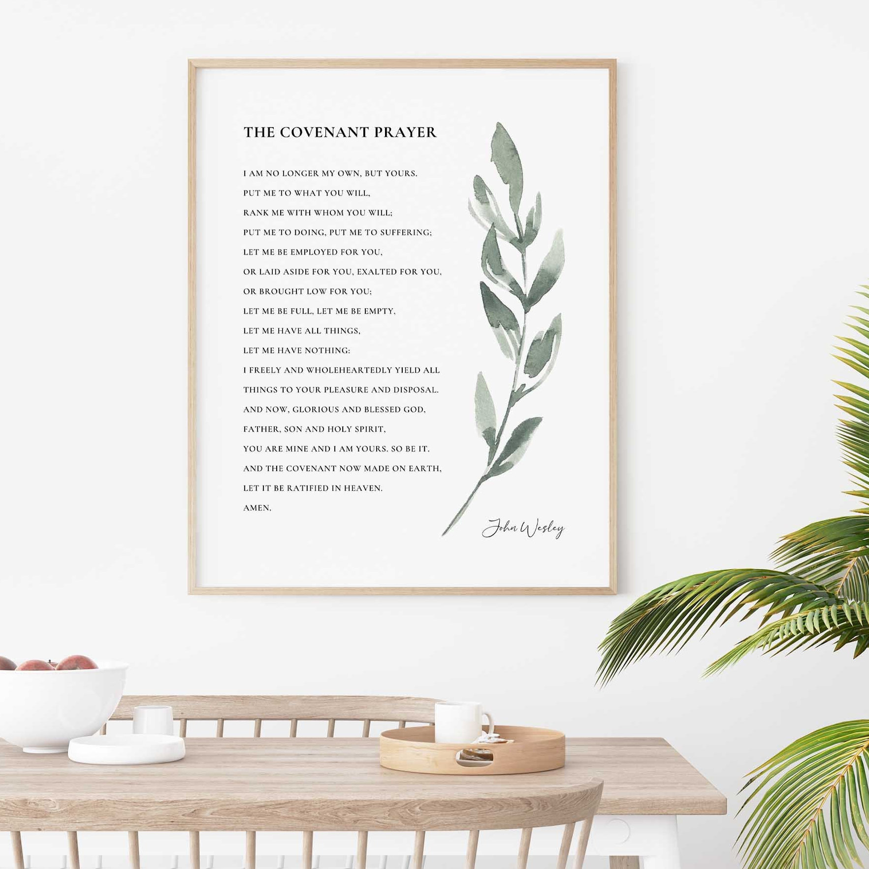 John Wesley Covenant Prayer Print: Botanical Bible Verse (digital ...