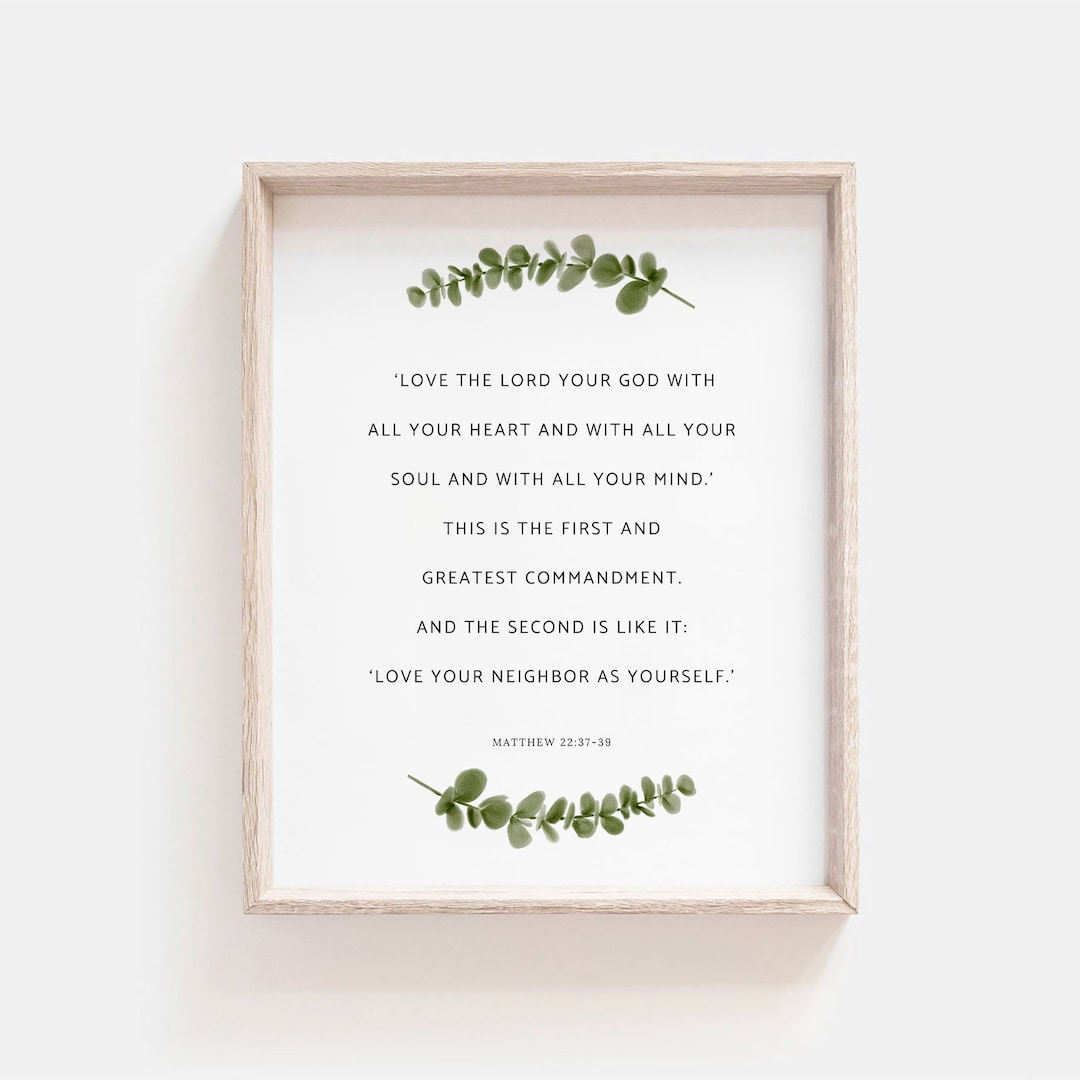 Matthew 22:37-39 Botanical Bible Verse Print (digital Download) - Etsy