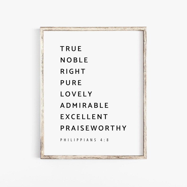 Philippians 4:8 Wall Art Whatever is True Bible Verse Wall - Etsy