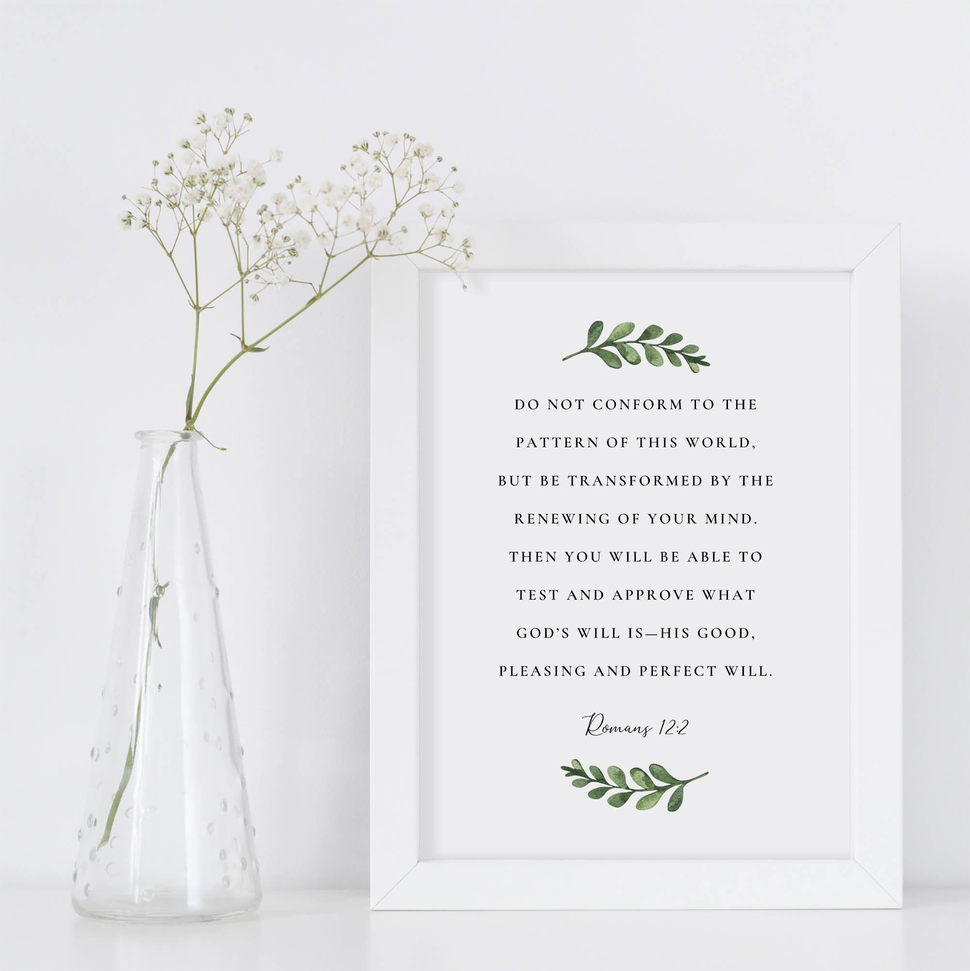 Romans 12:2 Wall Art, Bible Verse Wall Art Print, Botanical Scripture ...
