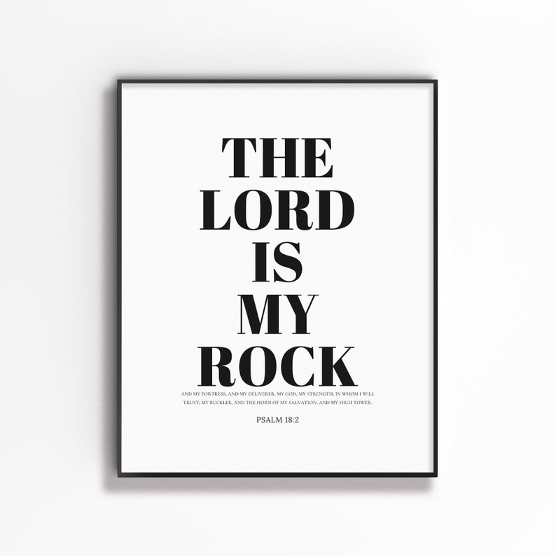 Psalm 18:2, Minimal Christian Wall Art, the Lord is My Rock, Bible ...