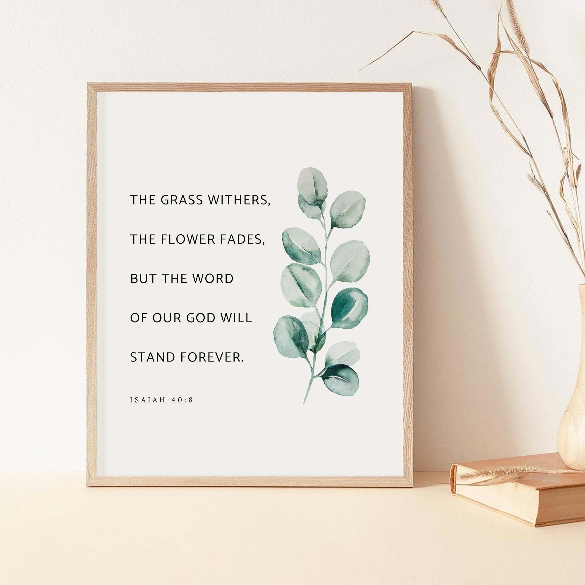 Isaiah 40:8 the Grass Withers Bible Verse Wall Art Botanical - Etsy