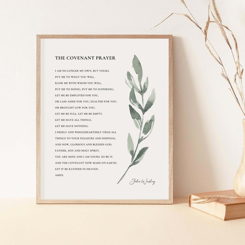 John Wesley Covenant Prayer Print: Botanical Bible Verse (digital ...