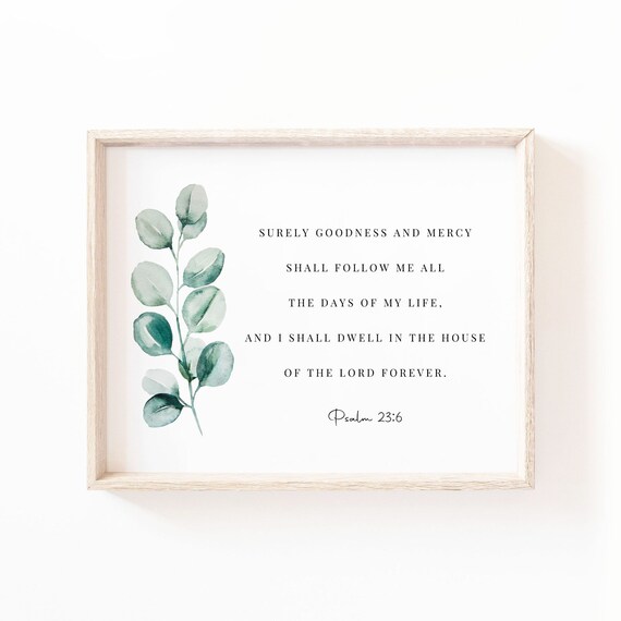 Psalm 23:6 Bible Verse Wall Art Horizontal Botanical Scripture - Etsy