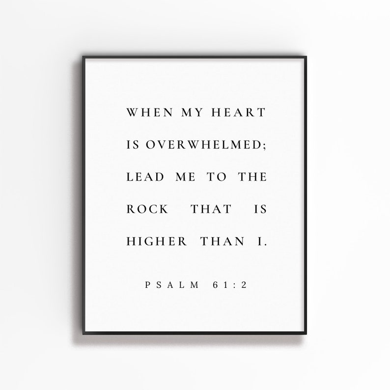 Psalm 61:2 Bible Verse Wall Art Print, Typography Scripture Wall Art ...