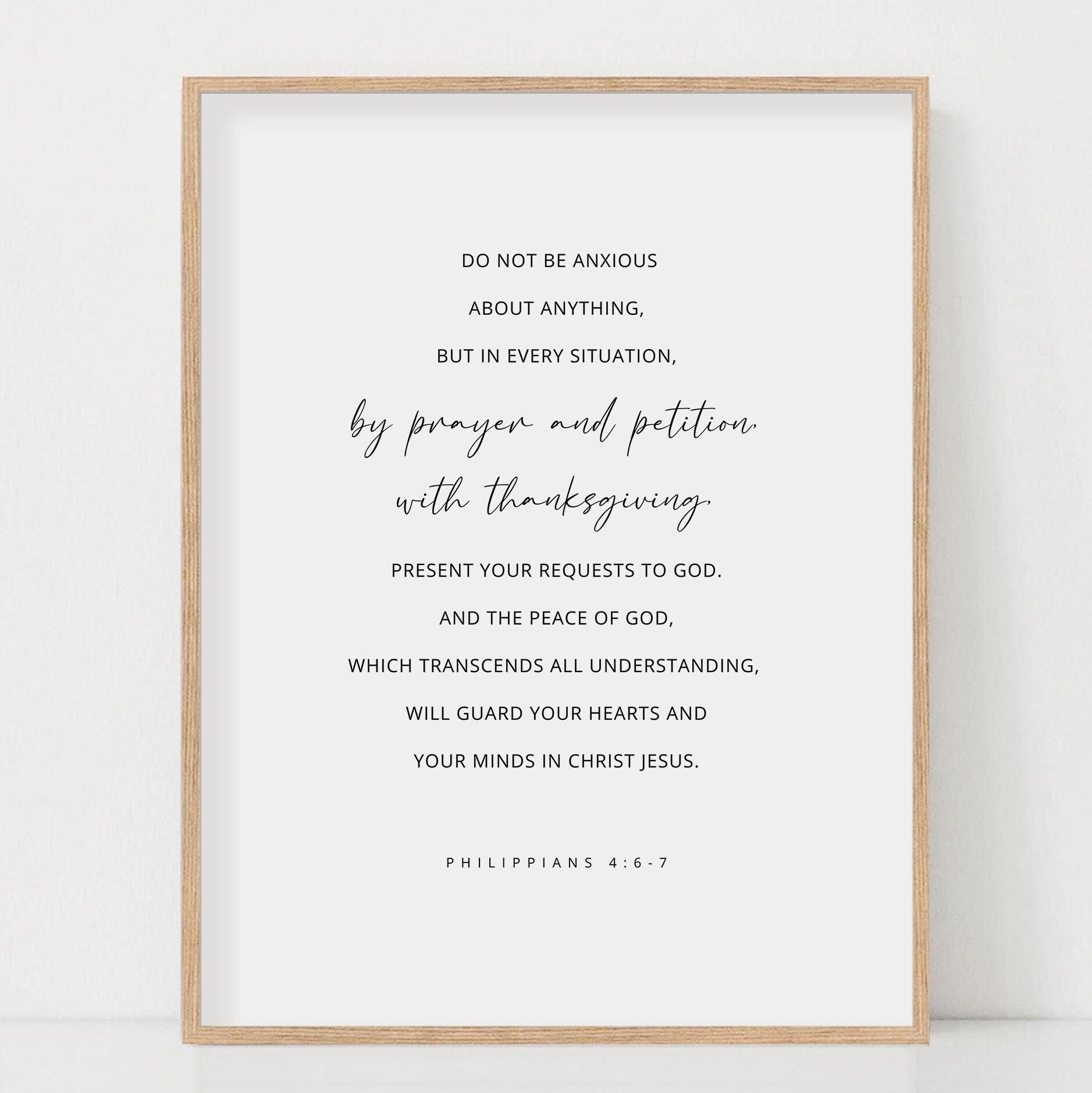 Philippians 4:6-7 Bible Verse Wall Art Scripture Print for | Etsy