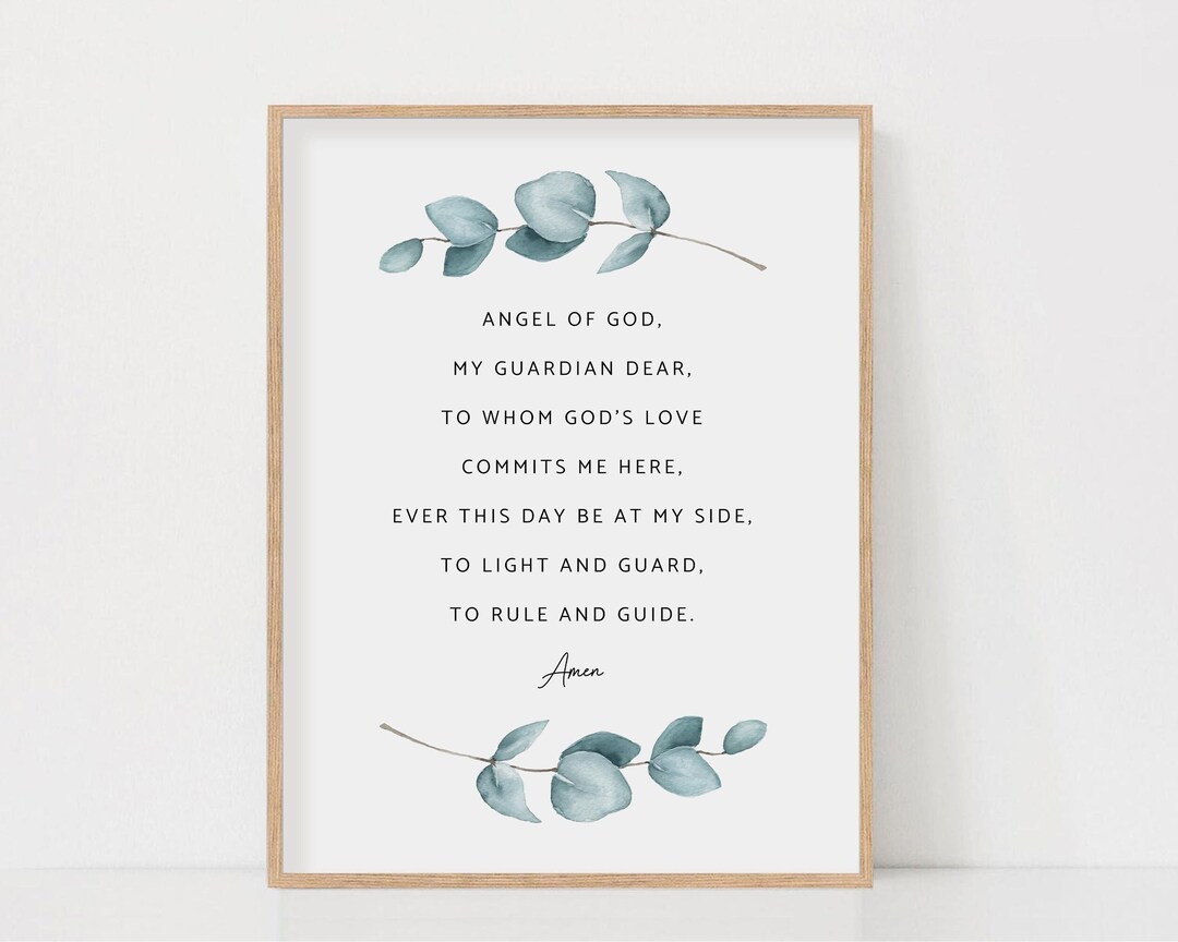 Guardian Angel Prayer Print: Botanical Catholic Nursery Art (digital ...