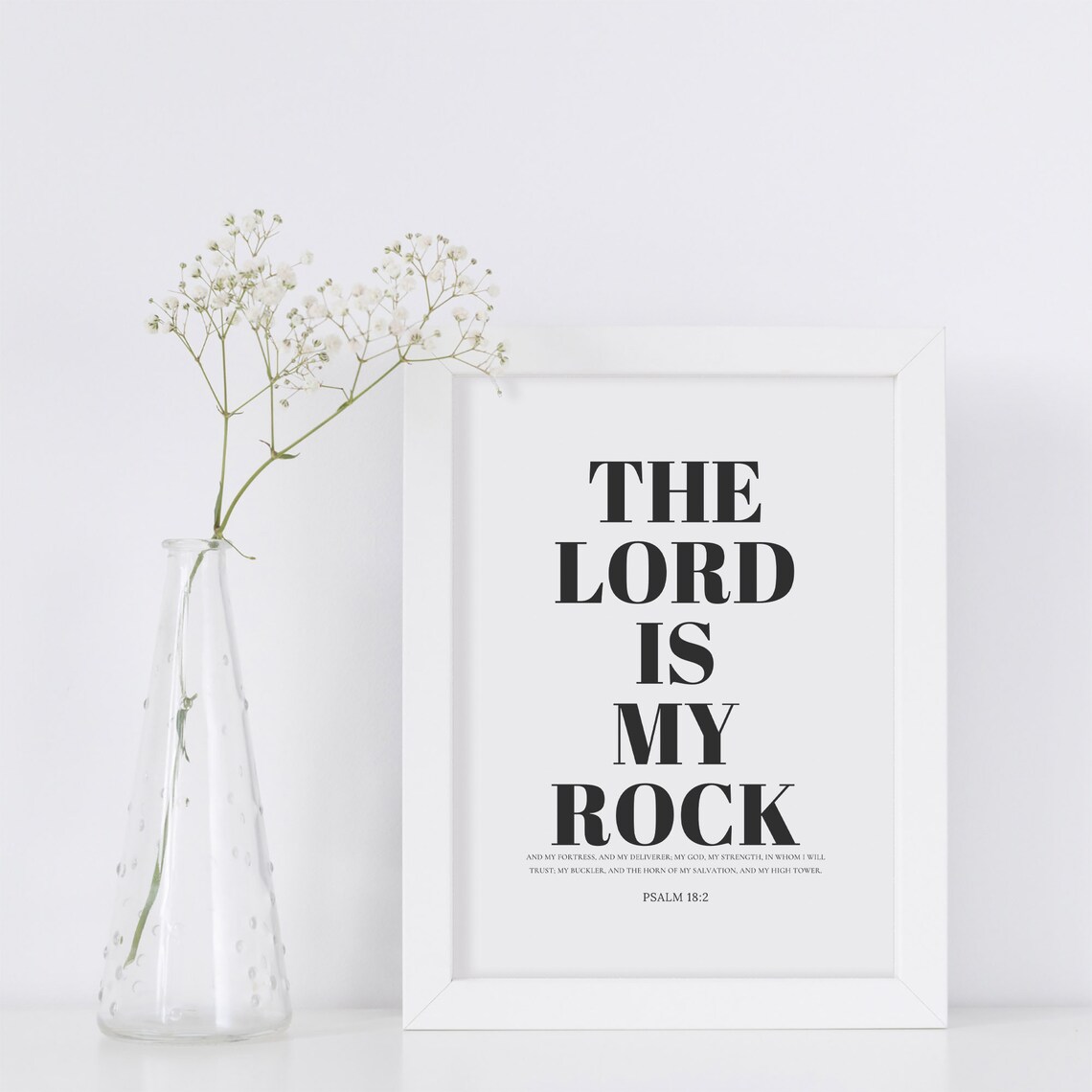 Psalm 18:2 Minimal Christian Wall Art The Lord is my Rock | Etsy