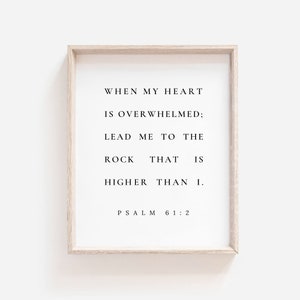 Psalm 61:2 Bible Verse Wall Art Print, Typography Scripture Wall Art ...