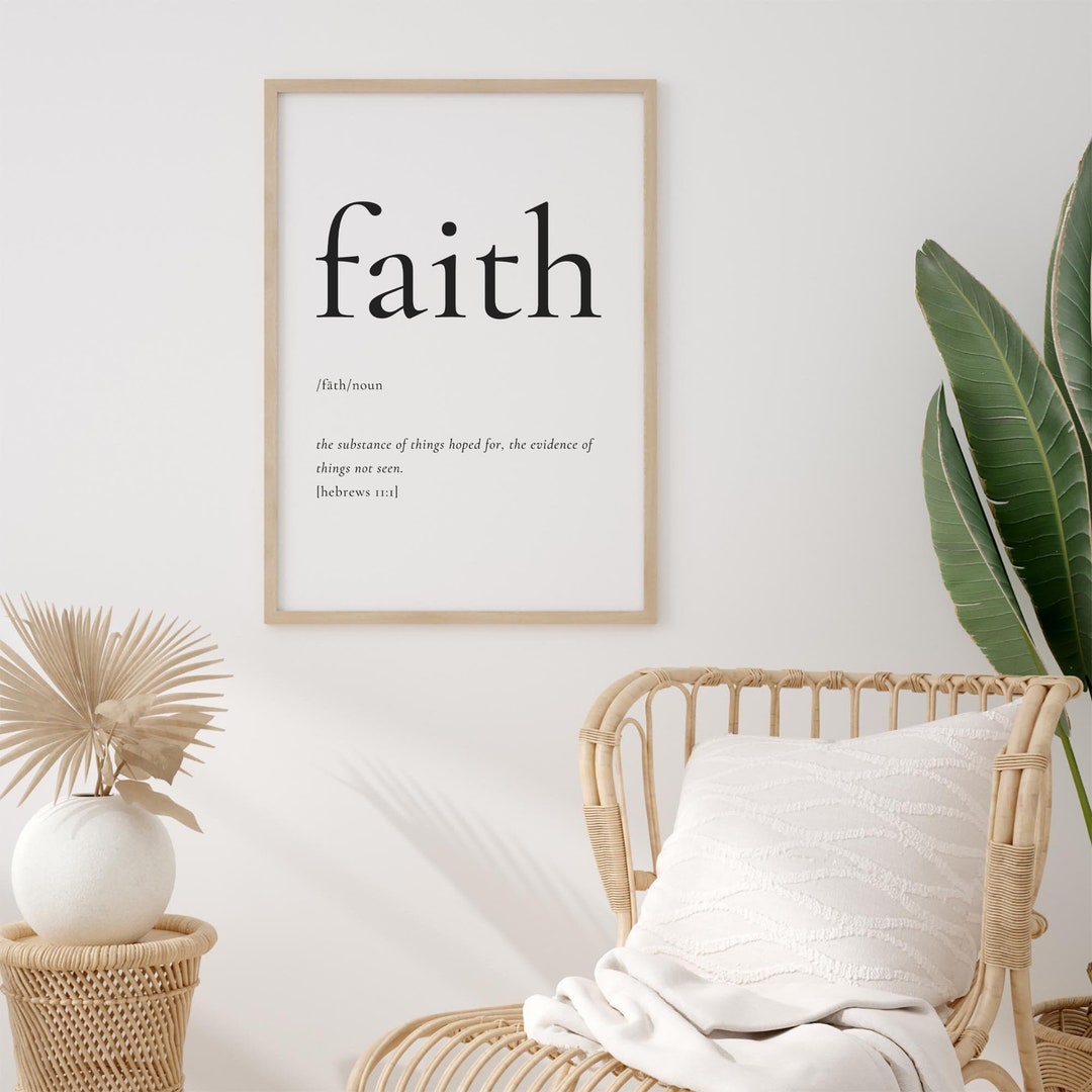 Faith Definition Wall Art Print, Hebrews 11:1 Minimal Christian Wall ...