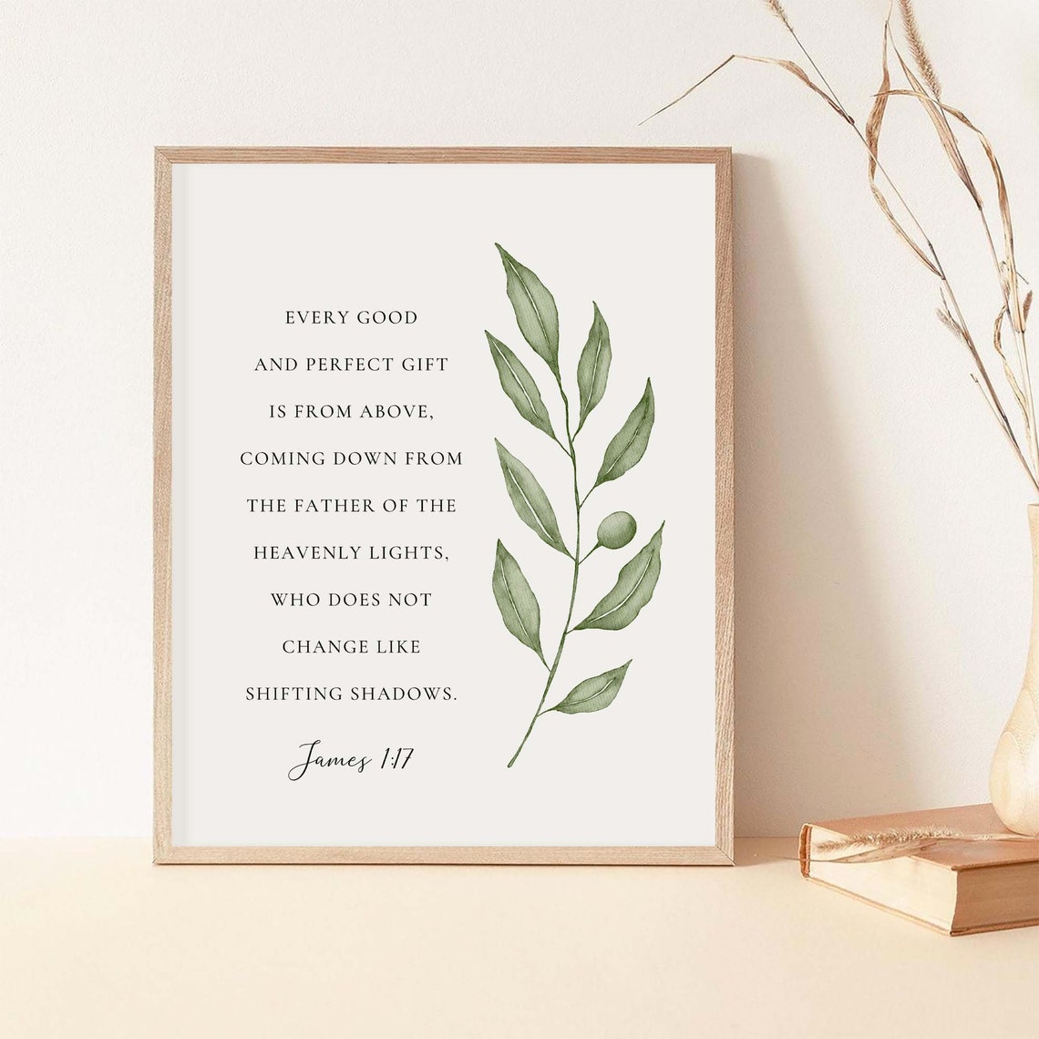 James 1:17 Bible Verse Print Botanical Scripture Nursery Wall Art ...