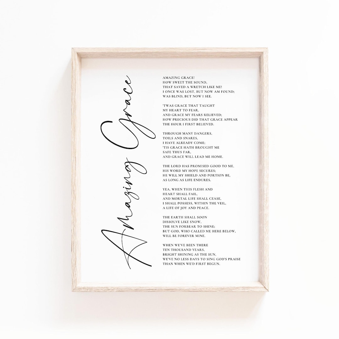 Amazing Grace Printable Wall Art, Christian Hymn Printable, Amazing ...