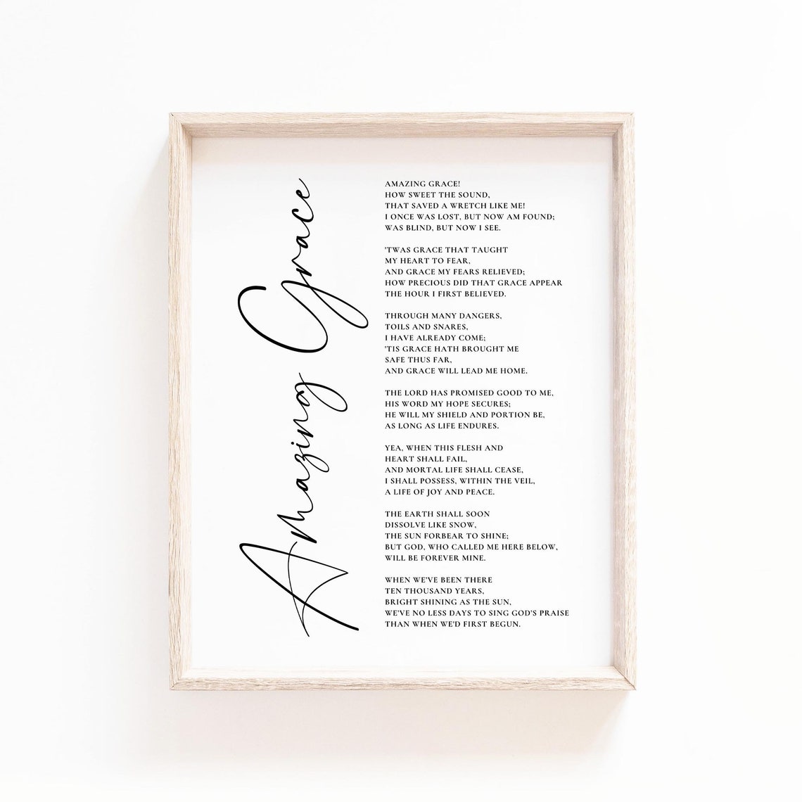 Amazing Grace Printable Wall Art, Christian Hymn Printable, Amazing ...