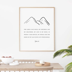 Psalm 18:2 the Lord is My Rock Bible Verse Wall Art Mountain Scripture ...