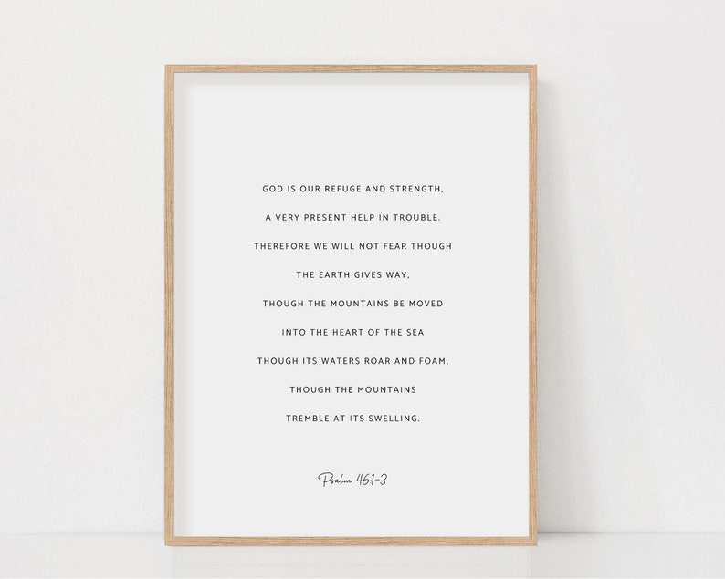 Psalm 46:1-3 Bible Verse Wall Art Minimal Scripture Print for - Etsy