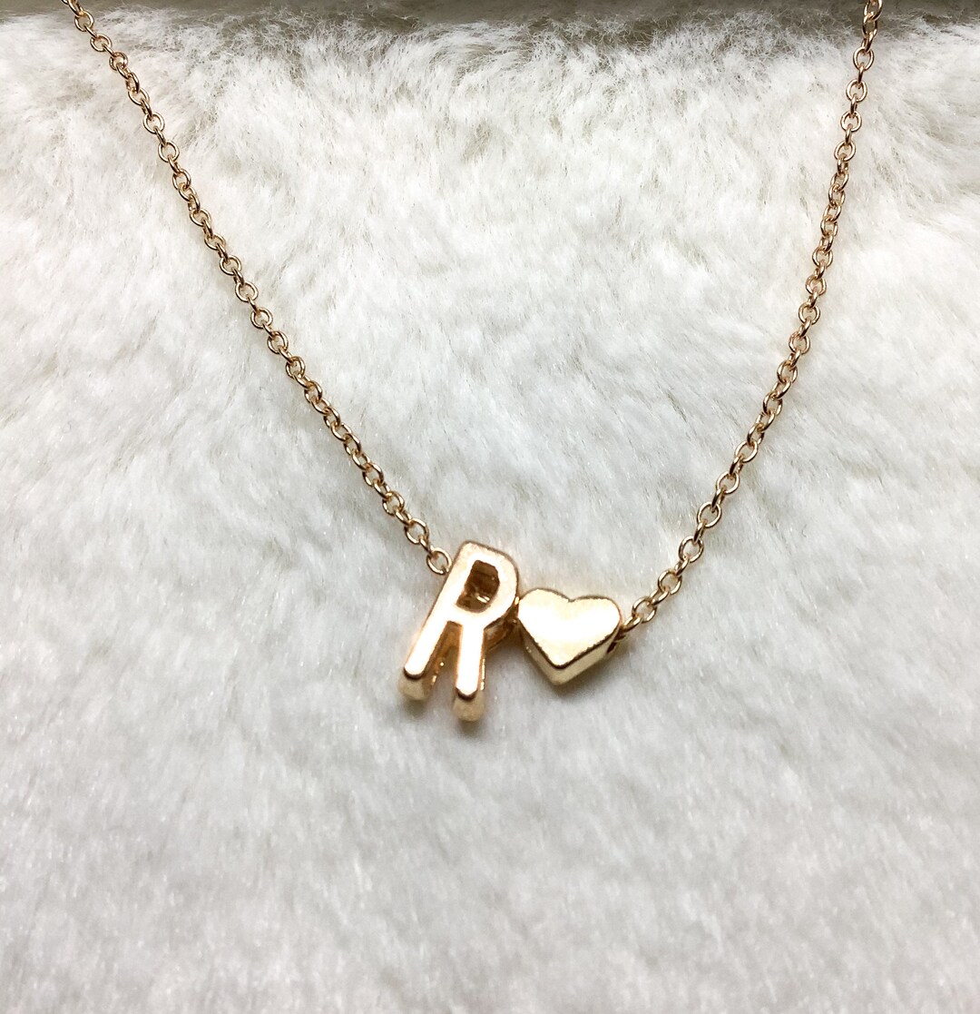 Letter R Initial Alphabet Love Heart Gold Style Necklace Fashion ...