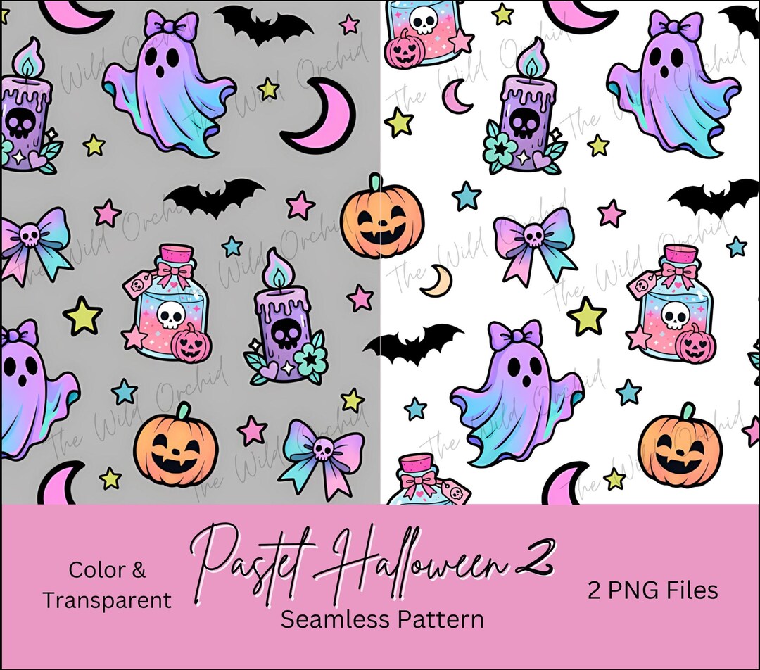 Pastel Halloween 2 Spooky Print Seamless Pattern 300 DPI Unlimited ...