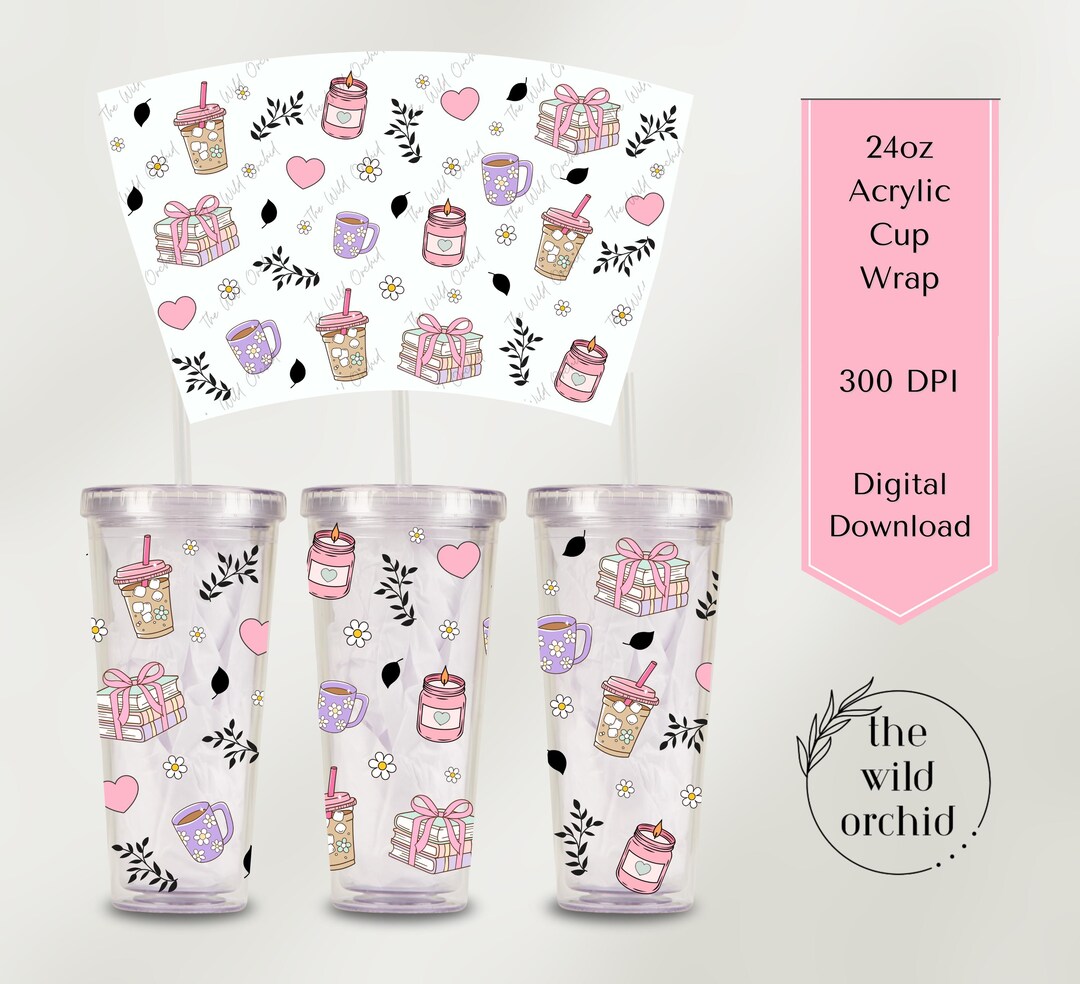 Bookish Coffee Girlie 24oz Venti Cup Wrap Design for Acrylic Cups ...