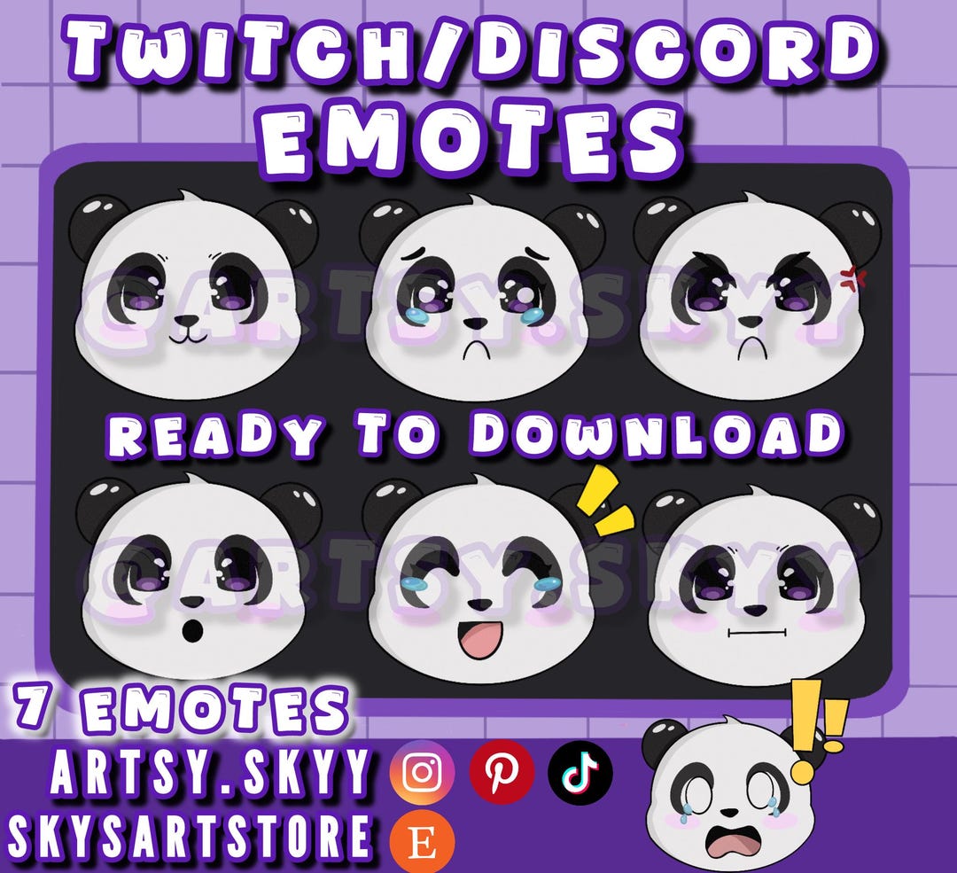 Kawaii Panda Twitch Emotes | Discord Emotes | Twitch Emoji for Streamer ...