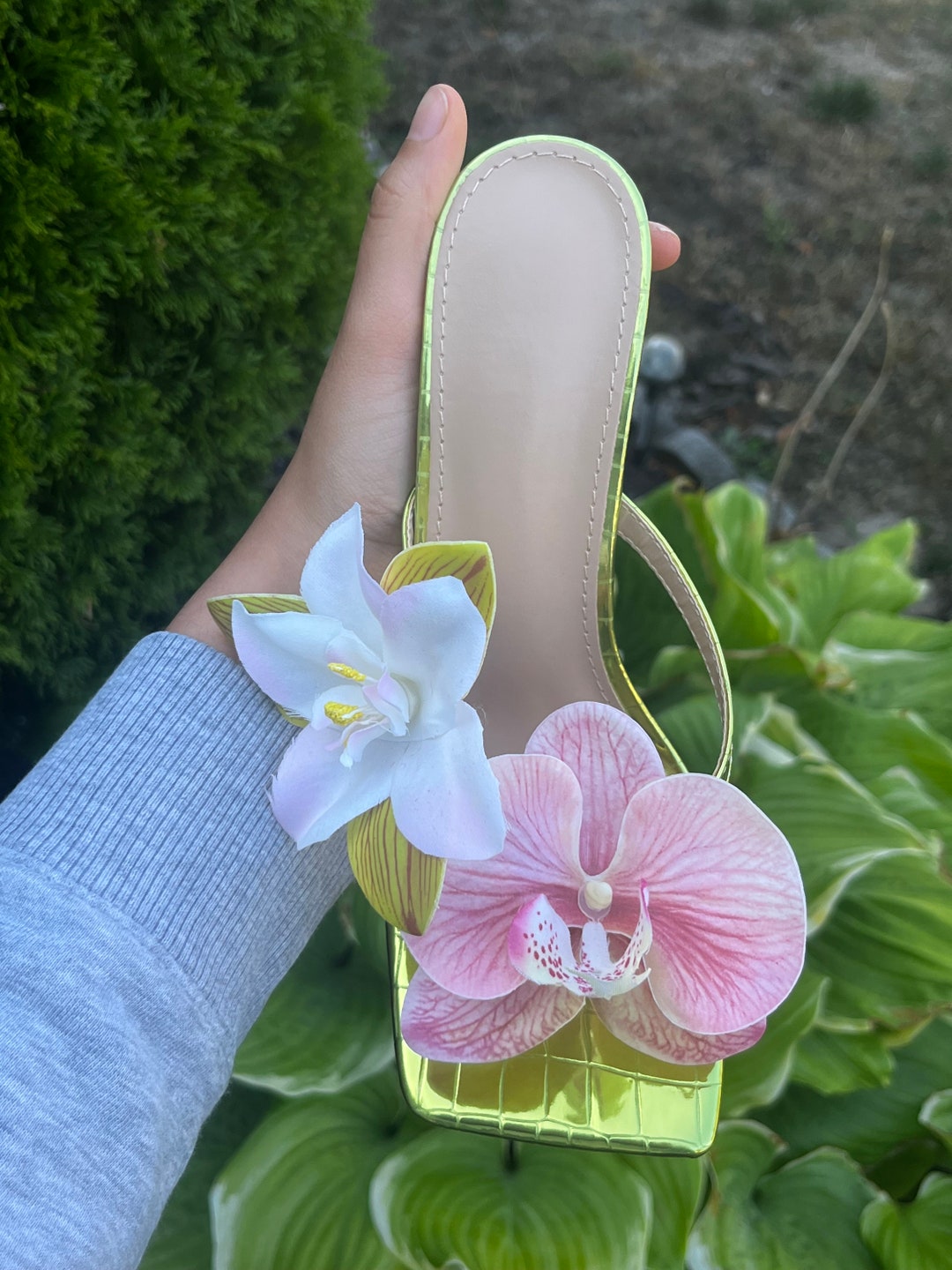 Orquidia Heels (pink/green) - Etsy