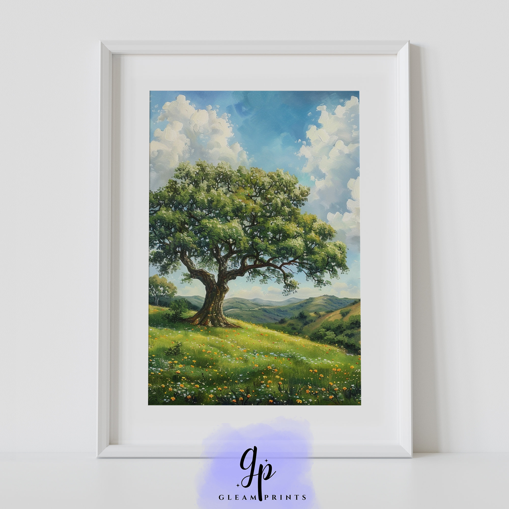 Spring Country Field Painting | Tree Print | Tree Printable | Spring ...
