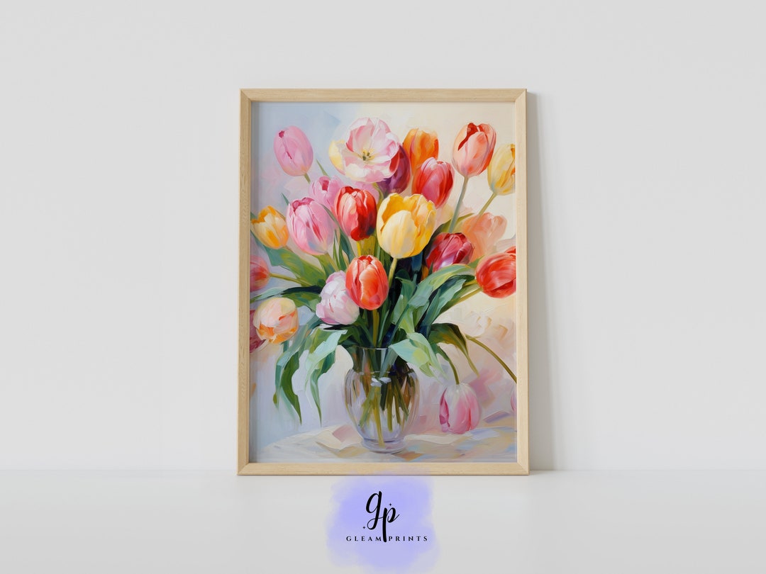 Tulip Printable Art | Bouquet Printable Poster | Tulip Flower Art | Tulip Wall Art | Digital ...