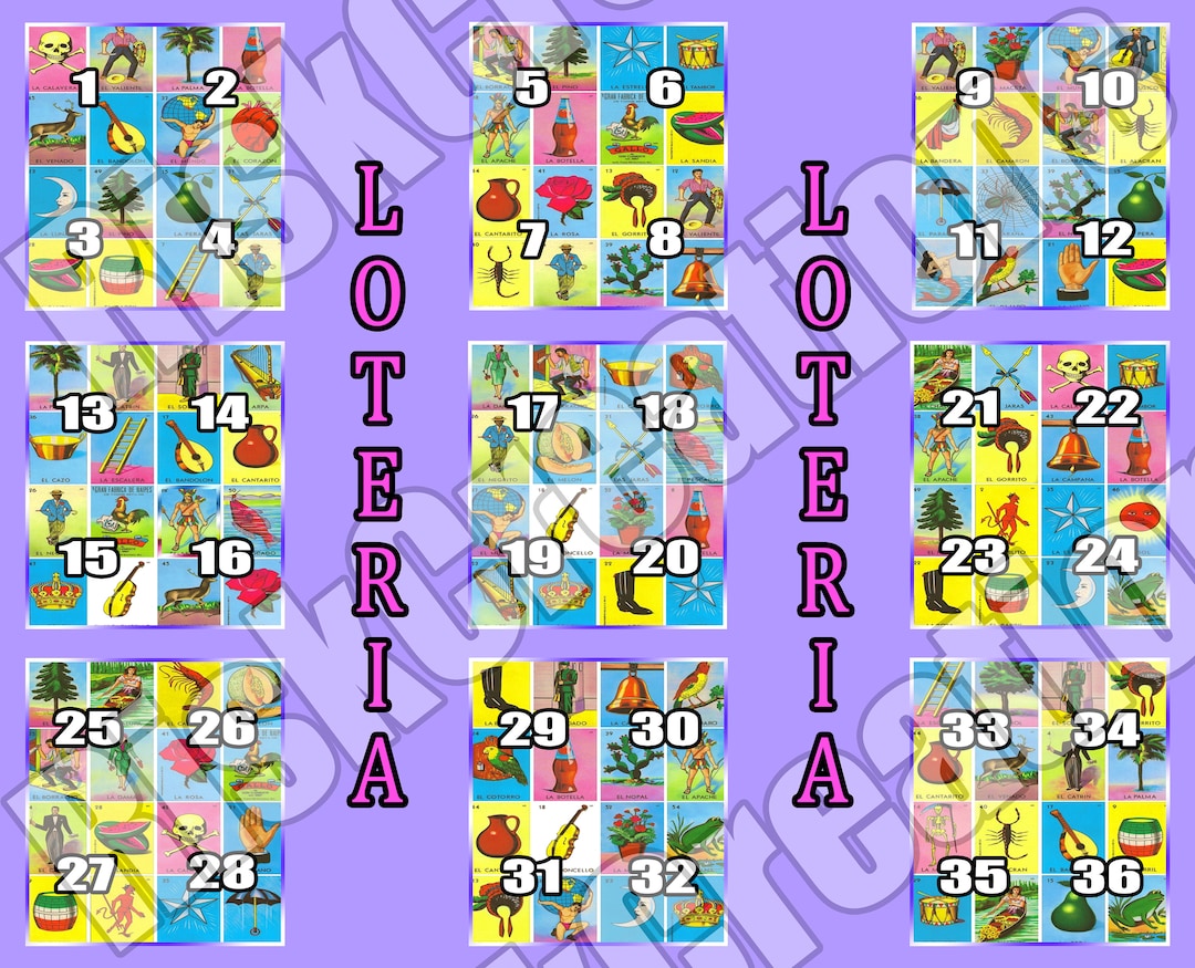 Loteria Game Custom - 4 Way Card Split "digital Download" - Etsy