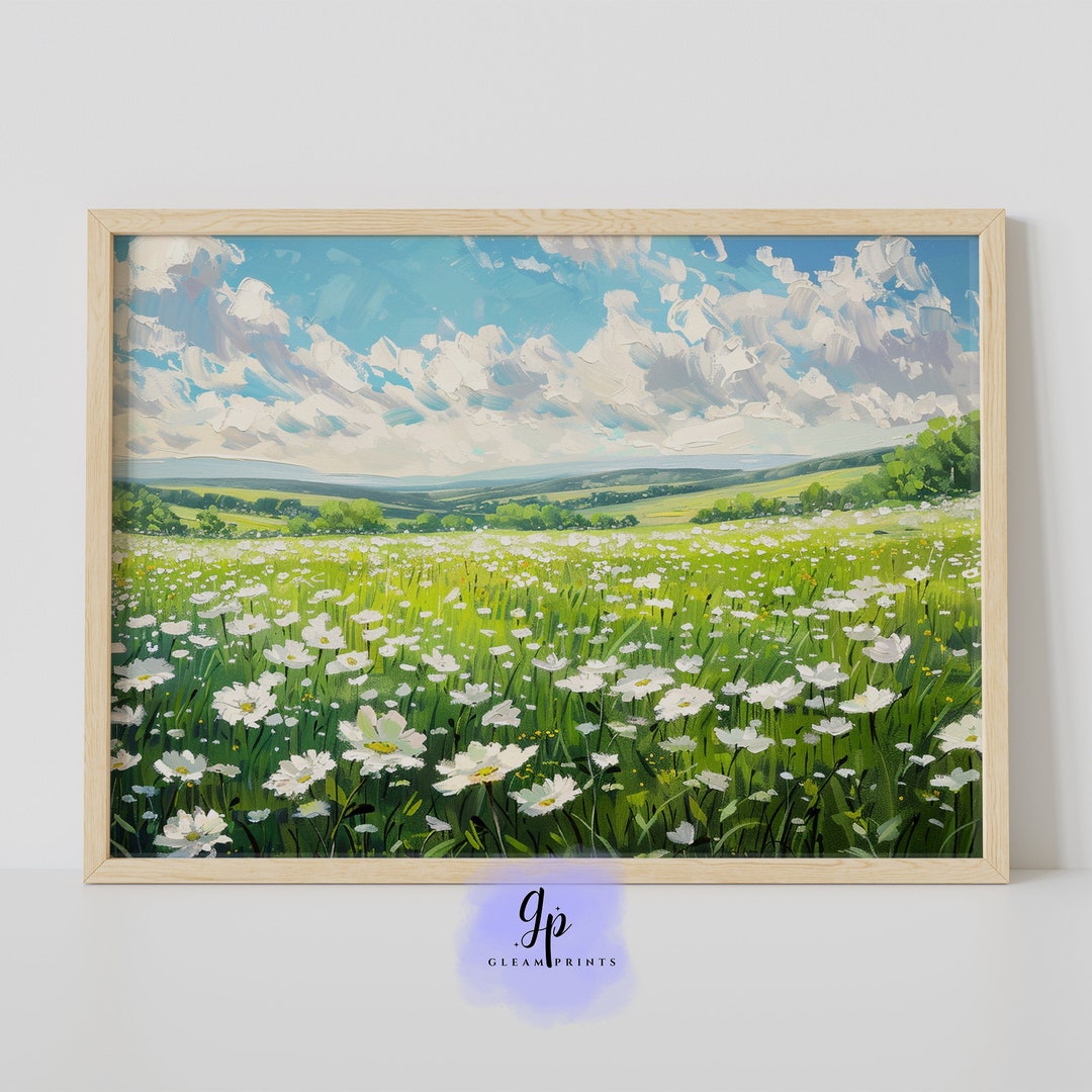 Spring Meadow Printable | Wildflower Field Painting | Flower Field ...