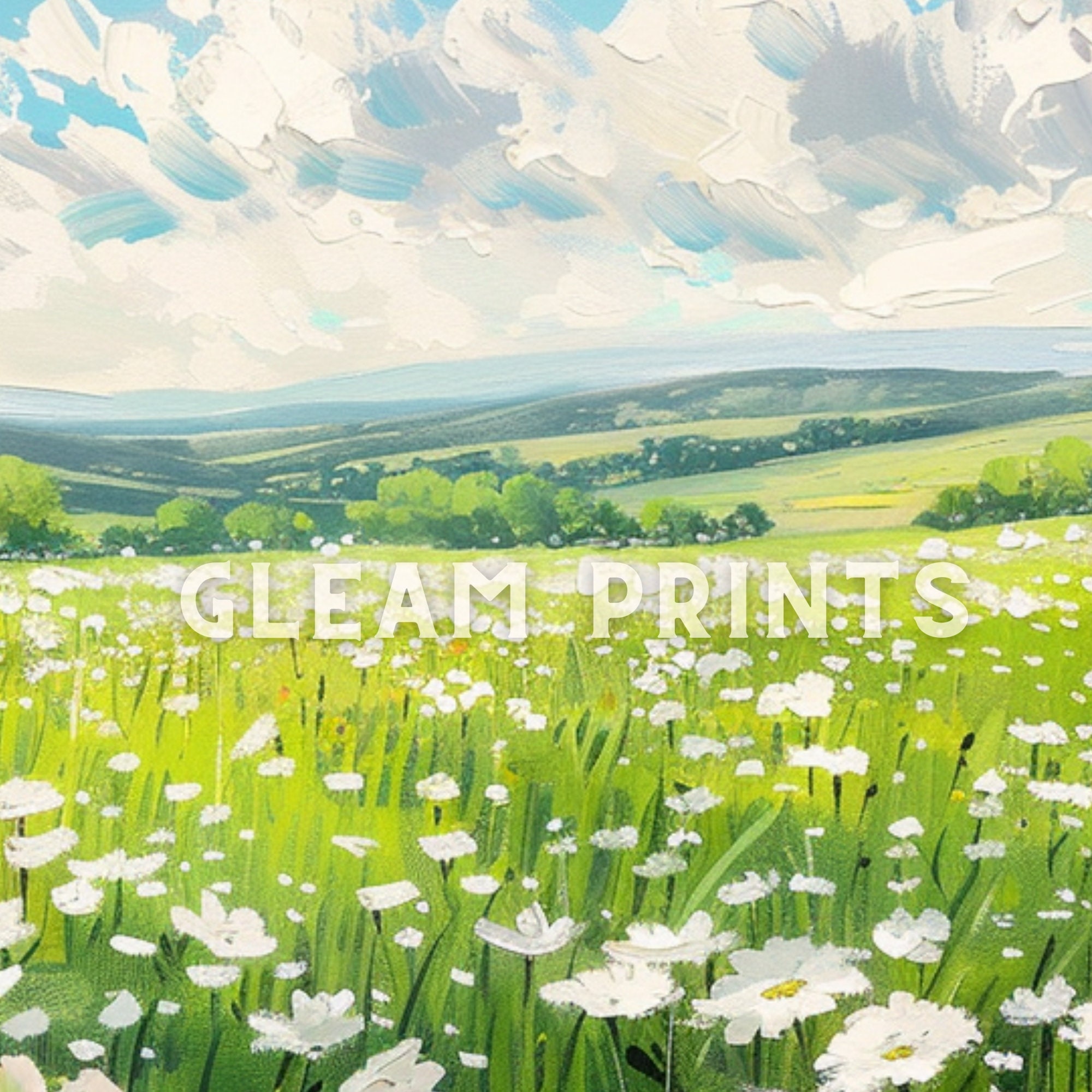 Spring Meadow Printable | Wildflower Field Painting | Flower Field ...