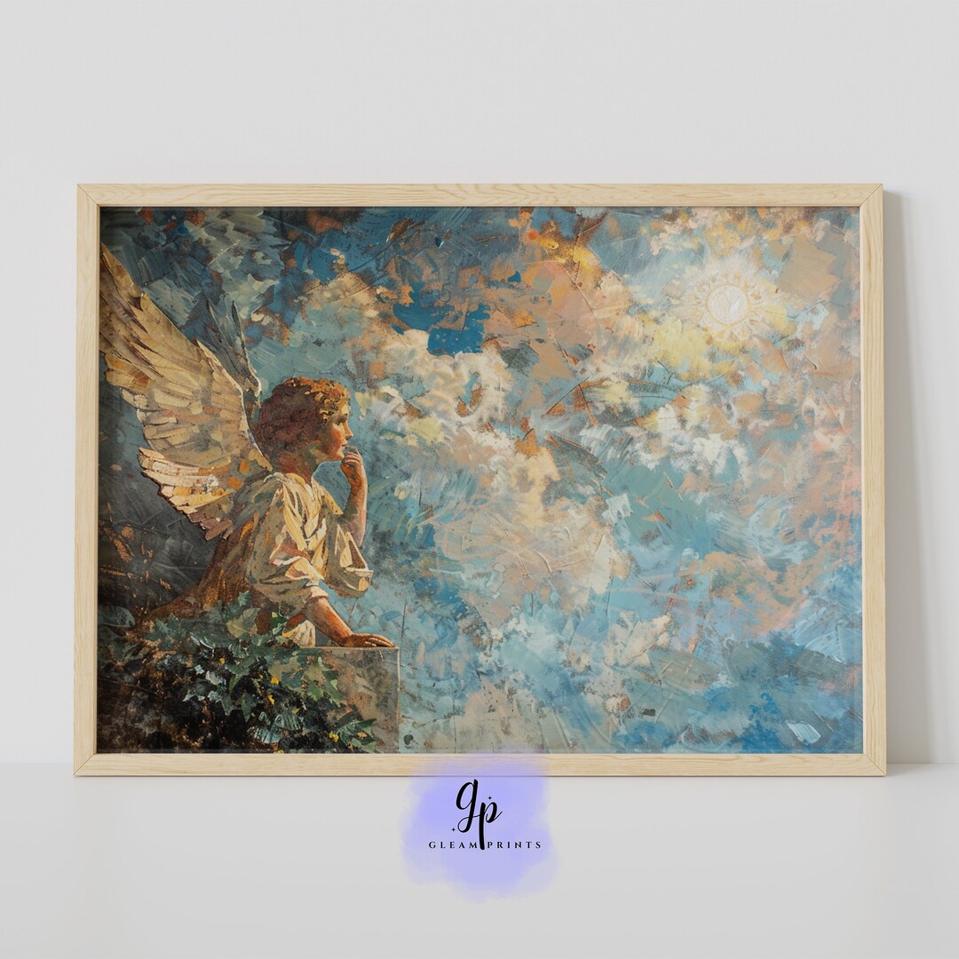 Religious Angel Wall Art | Printable Oil Painting | Angel Decor Art ...
