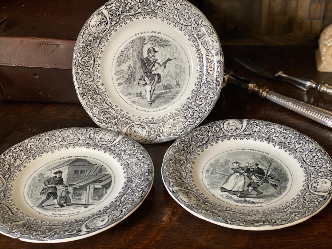 French Antique Porcelain Talking Plates - Etsy