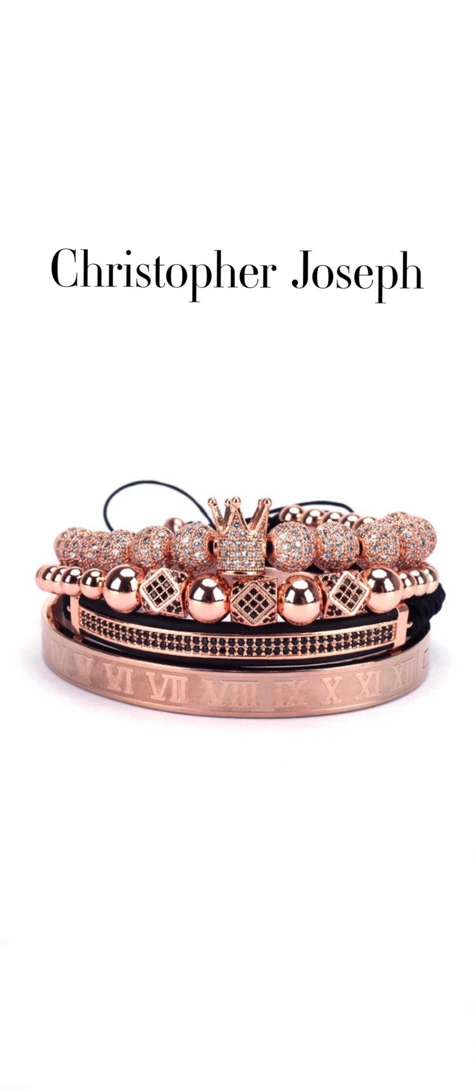 The Rose Gold Collection Set of 4 Unisex Rose Gold Plated Bracelets ...