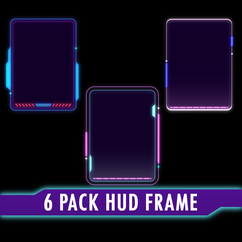 6 Pack Infographic HUD Frame Display Digital Tech Interface Elements ...
