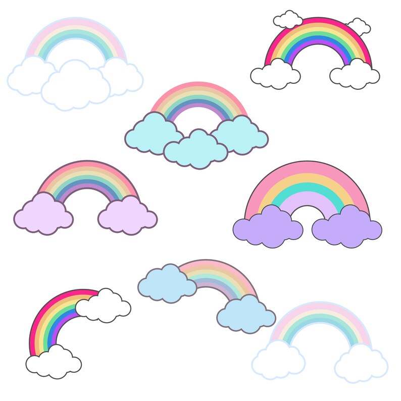 PNG Kawaii Rainbow Cartoon 90s Retro - Etsy