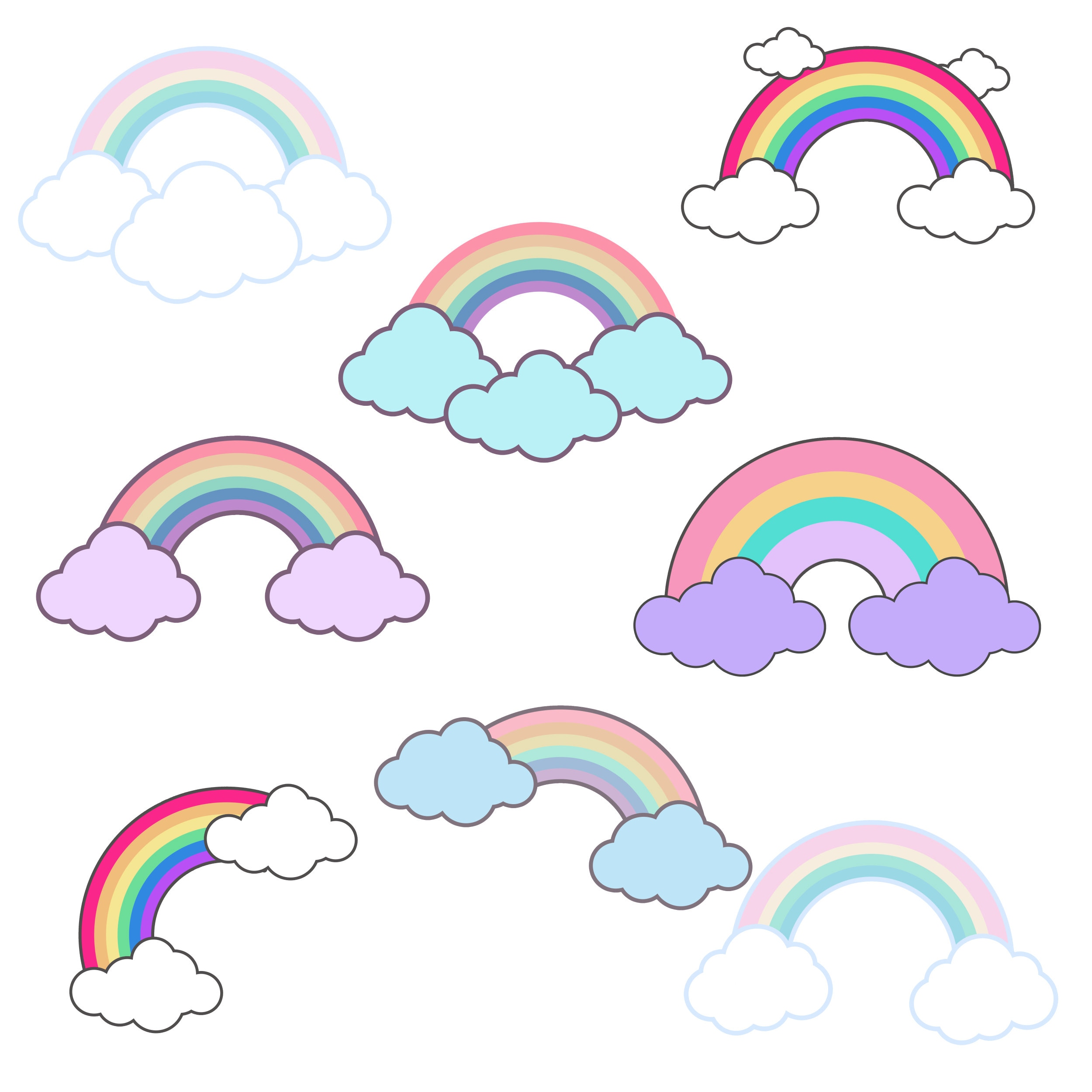 PNG Kawaii Rainbow Cartoon 90s Retro - Etsy