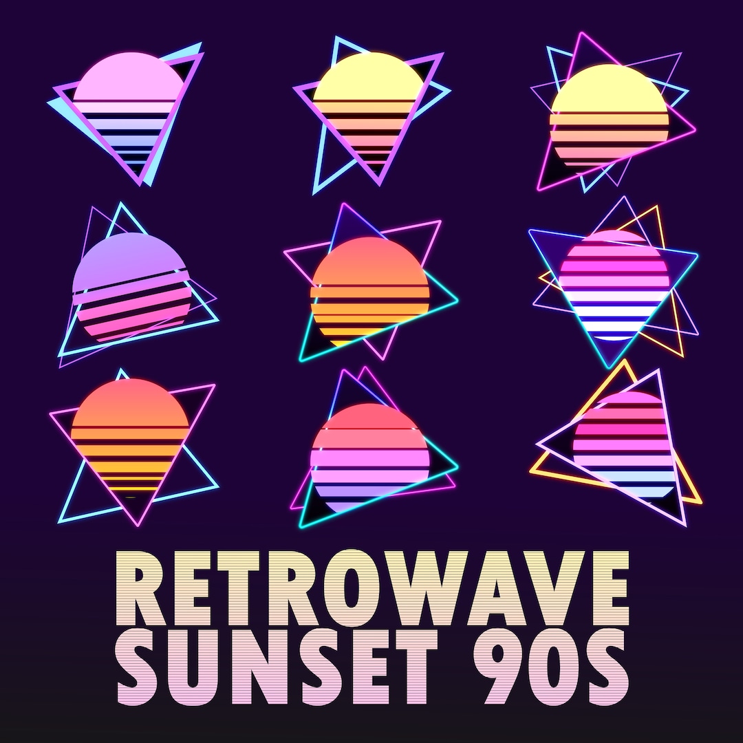 Retrowave Sunset Style Vintage 90s Graphic Futuristic Design. PNG File ...